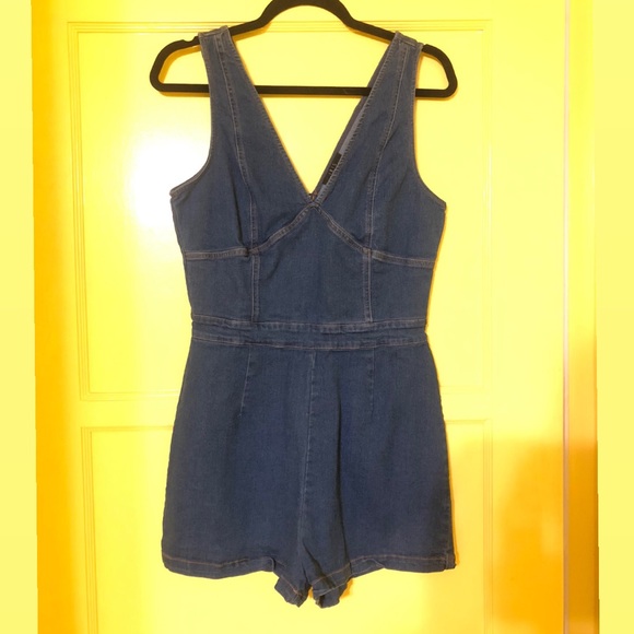 iris | Pants & Jumpsuits | Blue Jean Romper | Poshmark